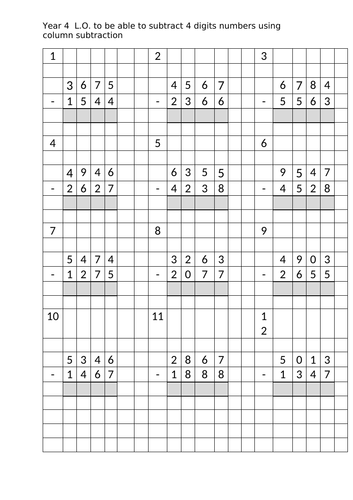 Year 4 Mathematics - Formal Layout - Addition Subtraction and ...