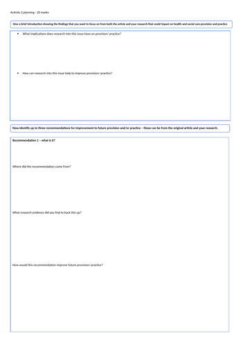 BTEC Level 3 H&SC Unit 4 Lesson resources to help with Question 3 ...
