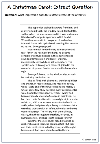 A Christmas Carol Extract Analysis | Teaching Resources