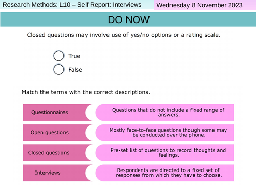 L10: Self Report (Interviews) - Research Methods - AQA Psychology ...
