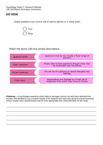L10: Self Report (Interviews) - Research Methods - AQA Psychology ...