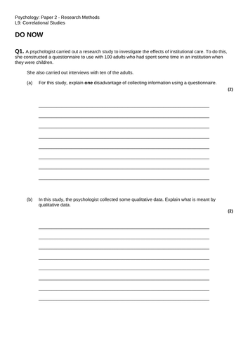 L11: Correlational Studies - Research Methods - AQA Psychology ...