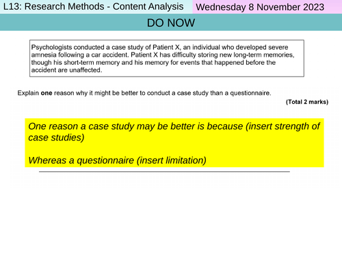 L13: Content Analysis - Research Methods - AQA Psychology | Teaching ...