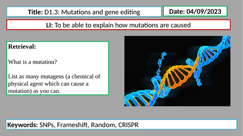 IB Biology D1.3: Mutations and gene editing (first exams in 2025 ...