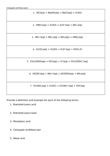 A-level chemistry: Acids and bases | Teaching Resources