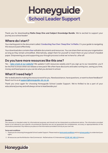 Maths Deep Dive and Subject Knowledge Pack | Teaching Resources