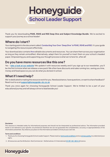 PSHE, RSE and RSHE Deep Dive and Subject Knowledge Pack | Teaching ...