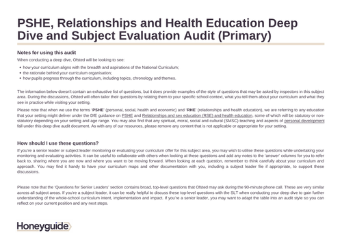 PSHE, RSE and RSHE Deep Dive and Subject Knowledge Pack | Teaching ...
