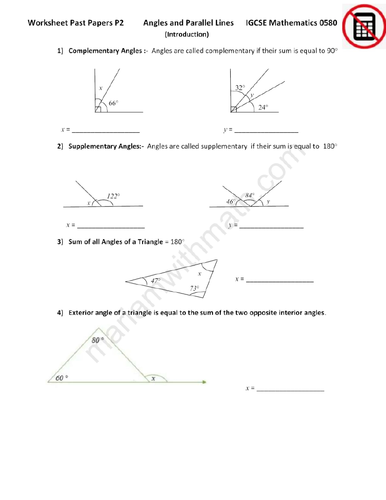 Angle Properties Igcse Mathematics 0580 Past Papers Worksheet