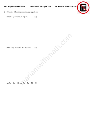 Algebra : IGCSE Mathematics 0580 Past Papers Worksheet | Teaching Resources Algebra : IGCSE Mathematics 0580 Past Papers Worksheet | Teaching Resources