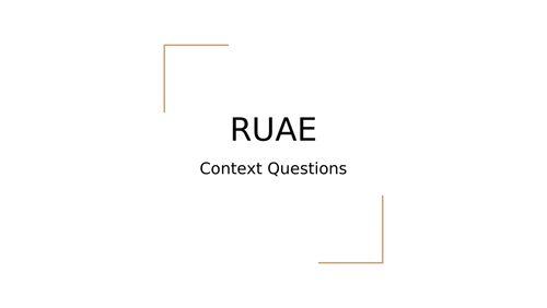 RUAE - Context PowerPoint - National 5/Higher | Teaching Resources
