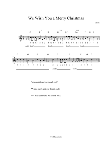 We Wish You a Merry Christmas Keyboard sheet | Teaching Resources