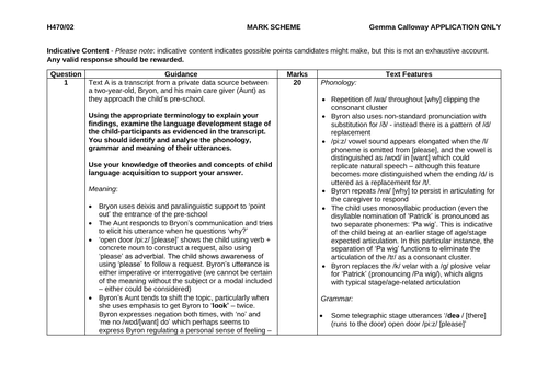 Child Language Acquisition Transcript with MARK SCHEME | Teaching Resources