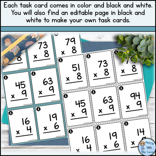 Multi-Digit Multiplication Task Cards | 2-Digit by 1-Digit | Teaching ...