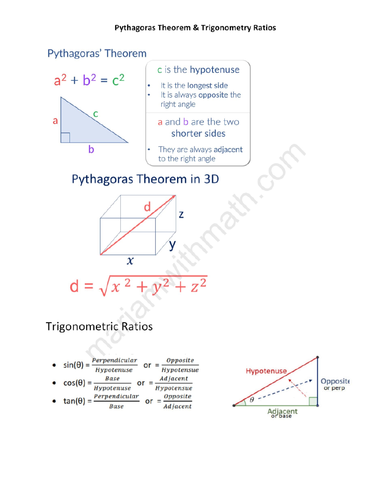 Pythagoras Theorem and Trigonometric Ratios : IGCSE Mathematics 0580 ...