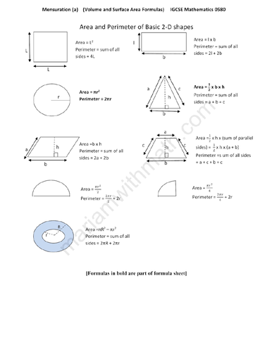Volume and Surface Area : IGCSE Mathematics 0580 Past Papers Worksheet ...