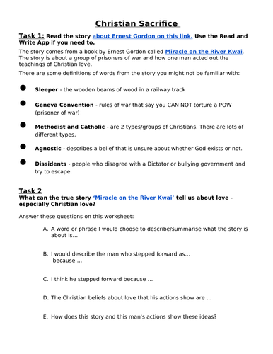 Sacrifice. Year 7 Lesson 10 | Teaching Resources