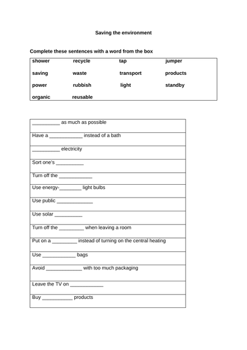 ESL GCSE - Saving the environment | Teaching Resources