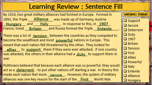 First World War Causes - Triple Alliance Entente - WW1 | Teaching Resources