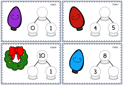 Christmas Maths Number Bond Task Cards 1-10 Center | Teaching Resources