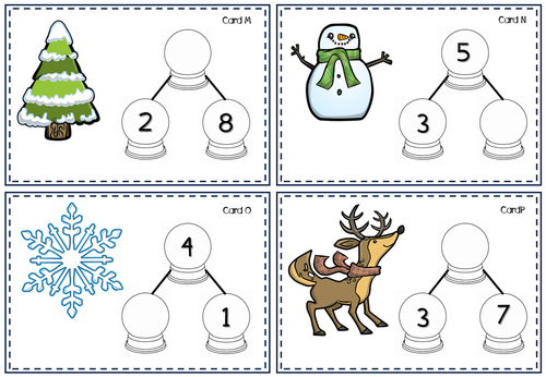 Christmas Maths Number Bond Task Cards 1-10 Center | Teaching Resources