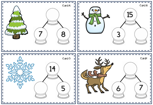 Christmas Maths Number Bond Task Cards 10-20 Center | Teaching Resources