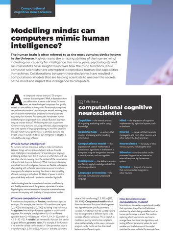 Modelling minds: can computers mimic human intelligence? | Teaching ...