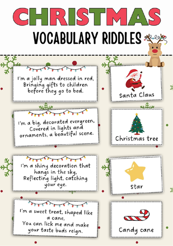 Christmas vocabulary riddles. | Teaching Resources