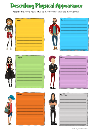 Describing Physical Appearance Worksheet | Teaching Resources