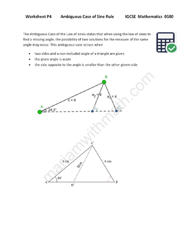 Trigonometry : IGCSE Mathematics 0580 Past Papers Worksheet | Teaching ... Trigonometry : IGCSE Mathematics 0580 Past Papers Worksheet | Teaching ...