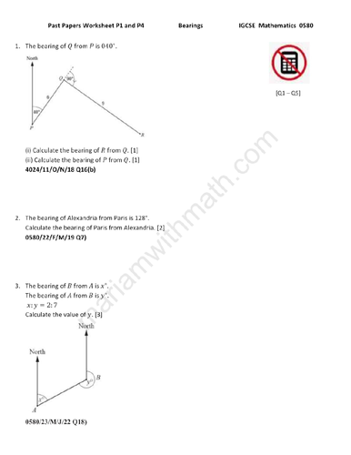 Trigonometry Igcse Mathematics 0580 Past Papers Worksheet Teaching