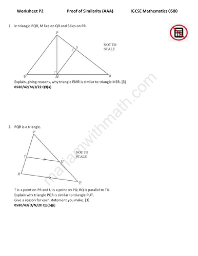 Similarity (Area, Volume , Mass) : IGCSE Mathematics 0580 Past Papers ...