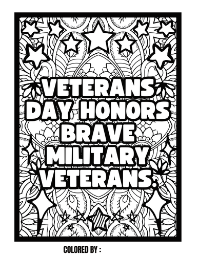 All About Veterans Day, Facts Phrases Coloring Pages, No Prep ...