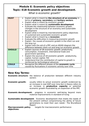 Key Topic Sheet Collection - For Edexcel A-Level Economics (Full Theory ...