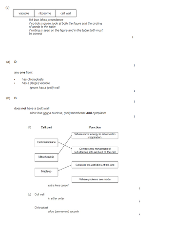 GCSE Science B1 Cell structure and transport Powerpoints and exam ...