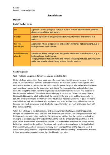 Gender Sex And Gender Teaching Resources
