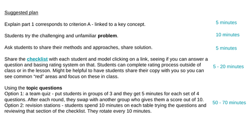 MYP Mathematics eAssessment preparation (revision quiz and checklist ...