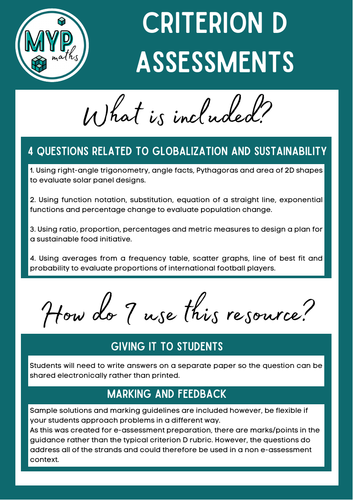 MYP Maths eAssessment - 4 practice real life problems | Teaching Resources