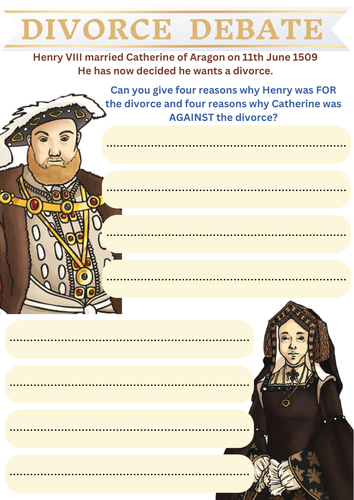 Catherine of Aragon Worksheet Task Divorce Debate | Teaching Resources