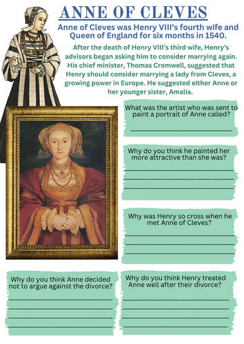 Anne of Cleves Portrait Task | Teaching Resources