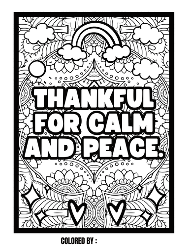 Thanksgiving Thankful Craft Coloring, For Mindful and Calm Down Corner ...