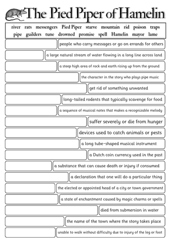 Pied Piper of Hamelin Reading Worksheets | Teaching Resources