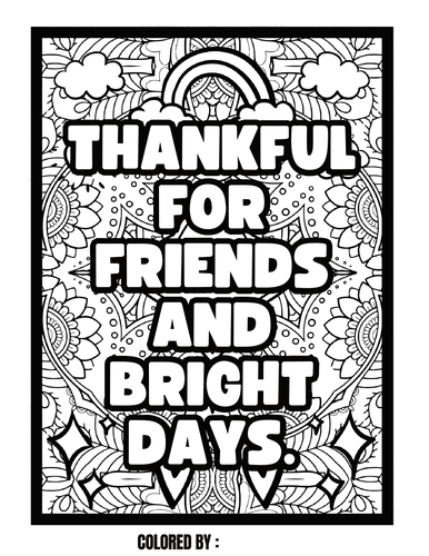 Thanksgiving Crafts Grade 3 And 4, Thankful Phrases Coloring Pages For ...