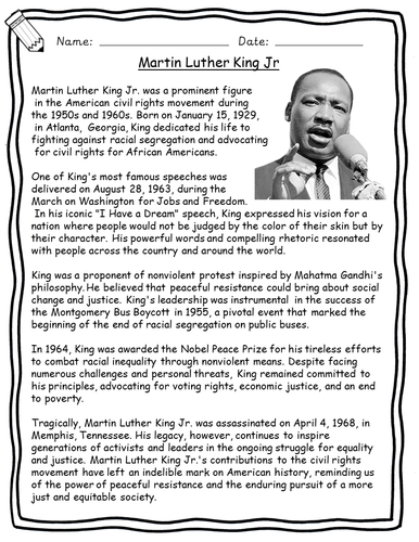 Black History Reading Comprehensions for teenagers and ESL students ...