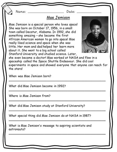 Black History Reading Comprehensions for younger children | Teaching ...