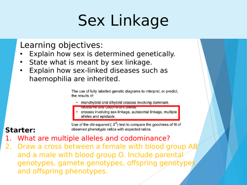 AQA A Level Biology 17.6 Sex Linkage | Teaching Resources