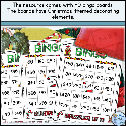 Multiplying by Multiples of 10 Christmas Bingo Game | Teaching Resources