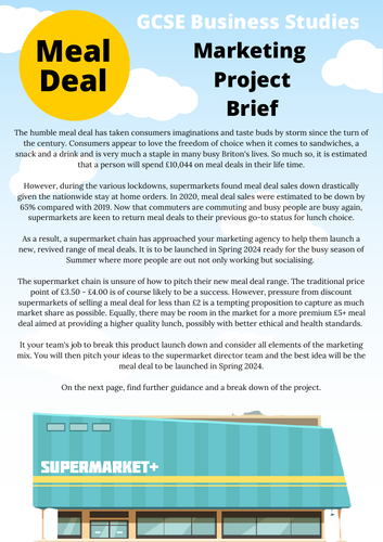 GCSE BUSINESS - MARKETING PROJECT (MEAL DEALS) | Teaching Resources