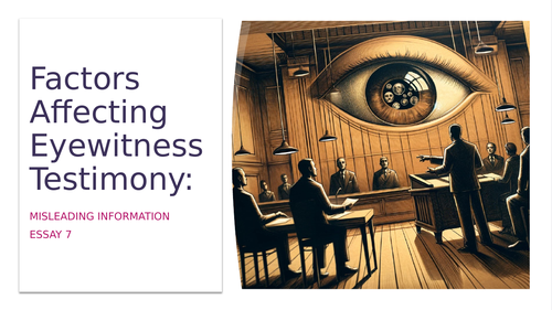 Psychology MEMORY: Eyewitness testimony- Three complete lessons ...