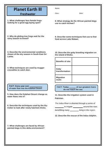 Planet Earth 3 - Freshwater | Teaching Resources